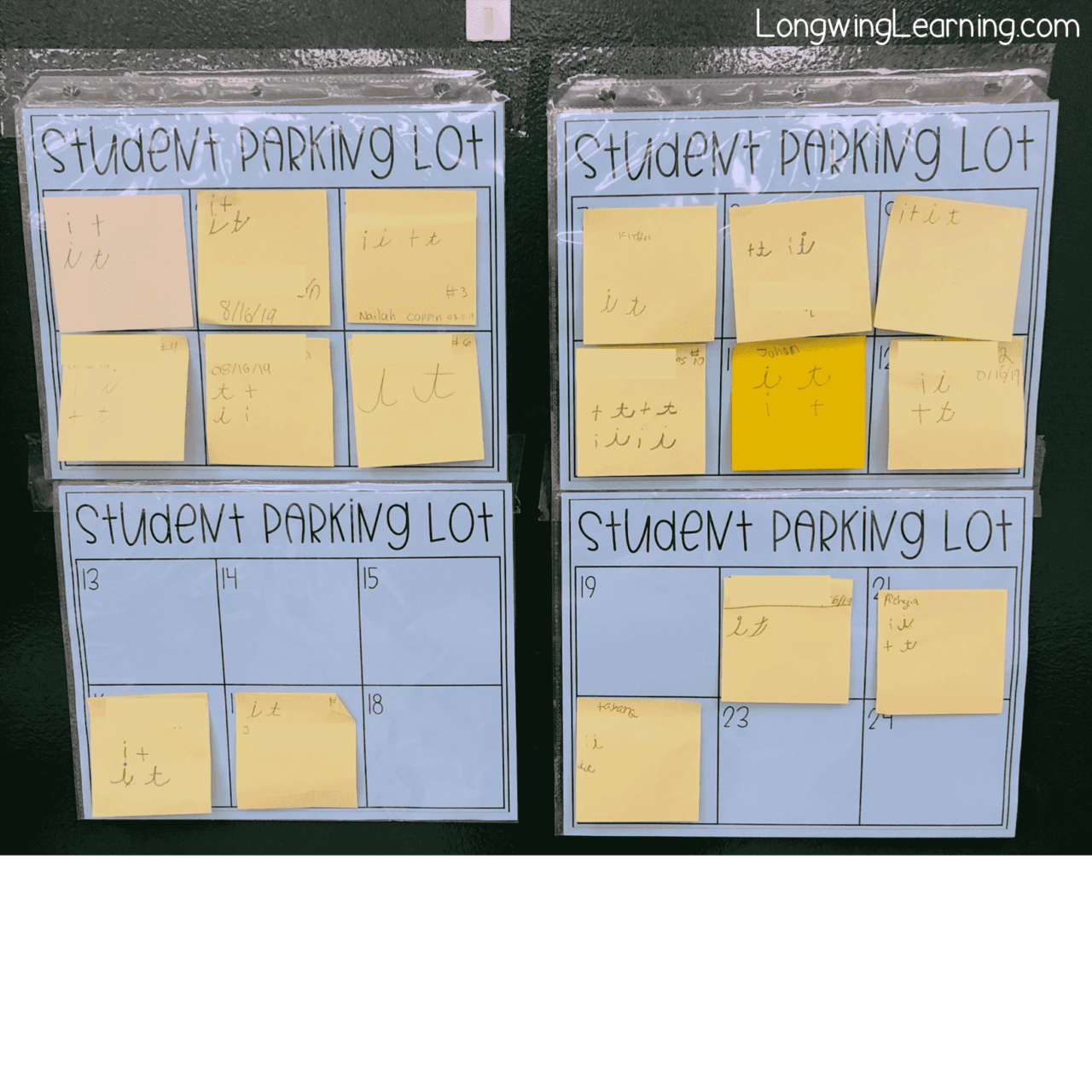 How I Use Post-Its To Track Student Progress With A Student Parking Lot ...