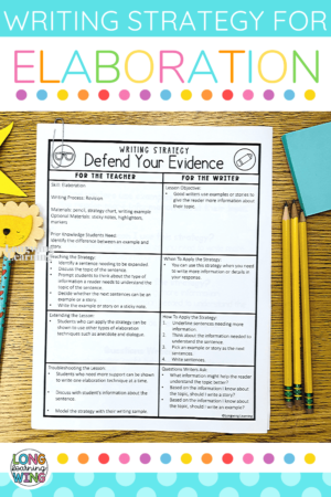 Writing Strategy For Elaboration - Longwing Learning I ELA Worksheets ...