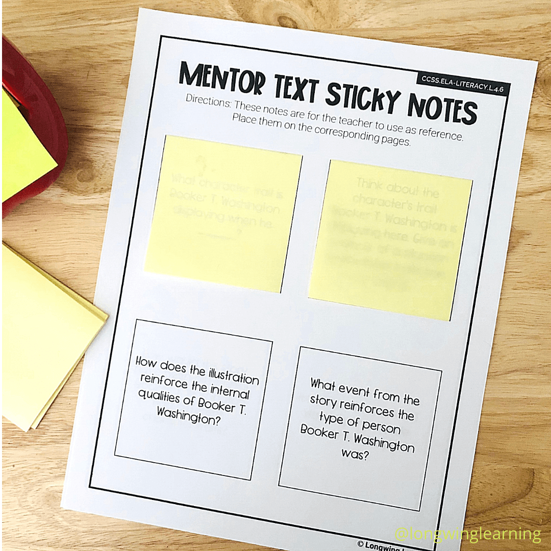 How To Print On Sticky Notes - Longwing Learning I ELA Worksheets For ...