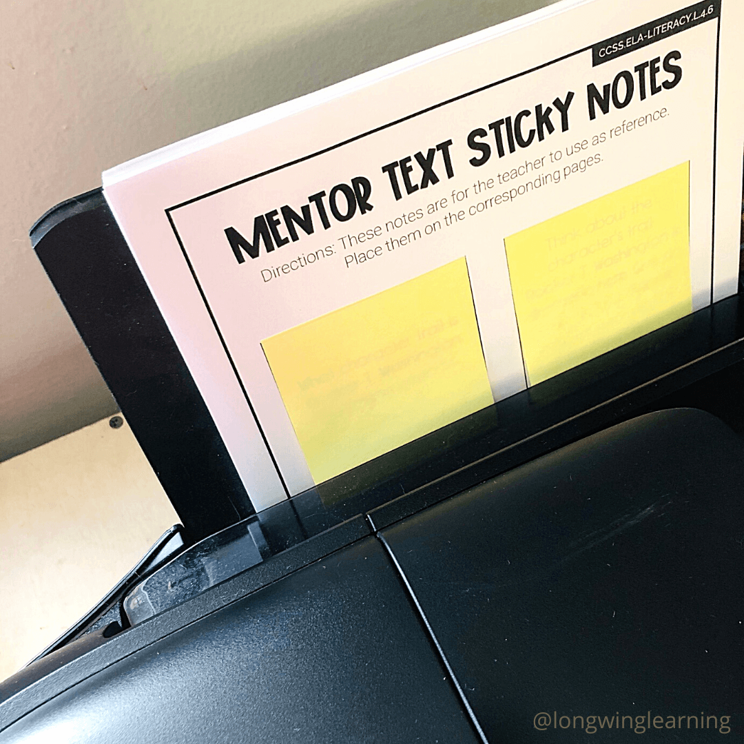 How To Print On Sticky Notes - Longwing Learning I ELA Worksheets For ...