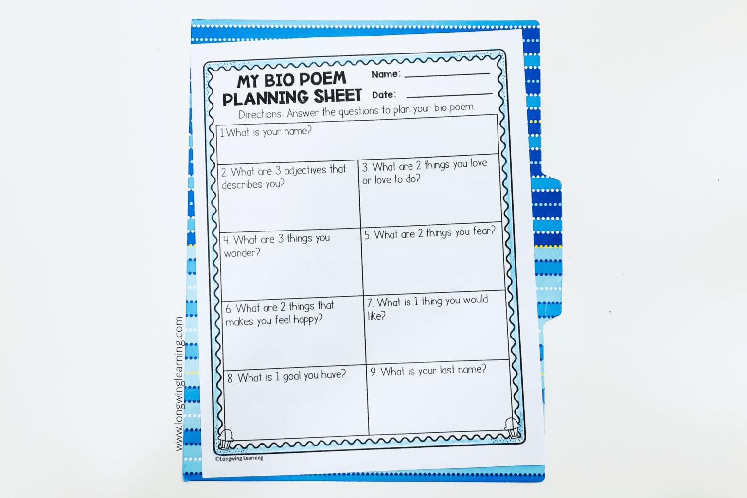 4 Easy Bio Poems Activities For Back To School - Longwing Learning