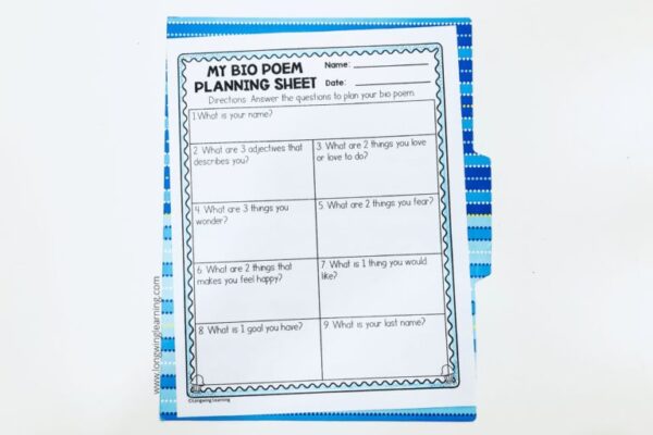 4 Easy Bio Poems Activities For Back To School - Longwing Learning I ...