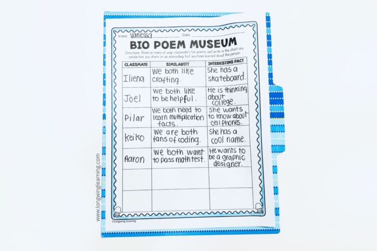 4 Easy Bio Poems Activities For Back To School - Longwing Learning I ...