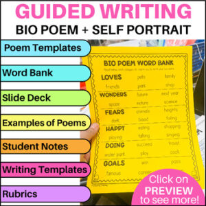 Bio Poem Template & Selfie Drawing Back To School All About Me Writing ...