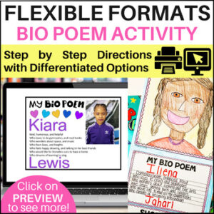 Bio Poem Template & Selfie Drawing Back To School All About Me Writing ...