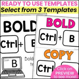 Keyboard Computer Shortcuts Posters Kid Friendly Icon Keyboard Prompt ...