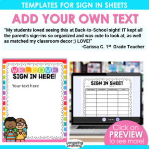 Parent Contact Sign In Sheets For Meet The Teacher Sign In Sheet ...