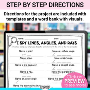 Points, Lines, Line Segments And Types Of Angles Vocabulary Geometry ...